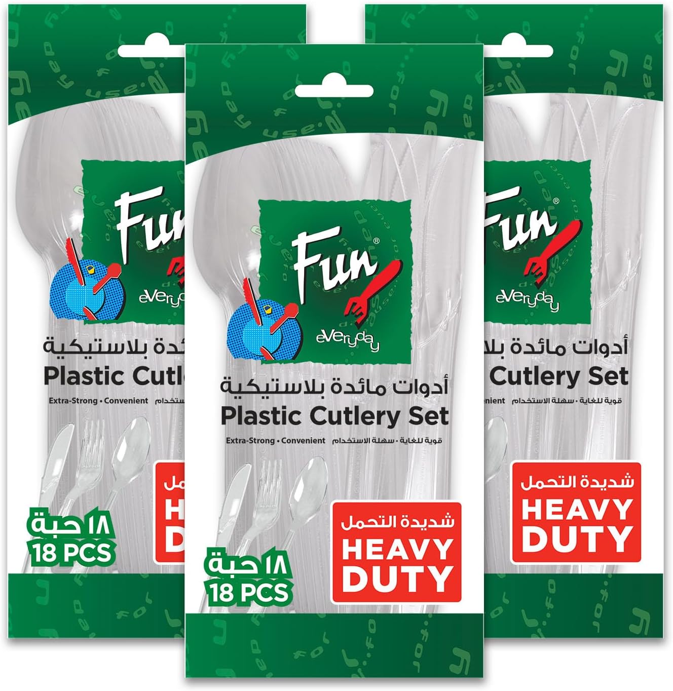 FUN BY AL BAYADER فن Promopack Heavy-Duty Transparent Cutlery Set ...