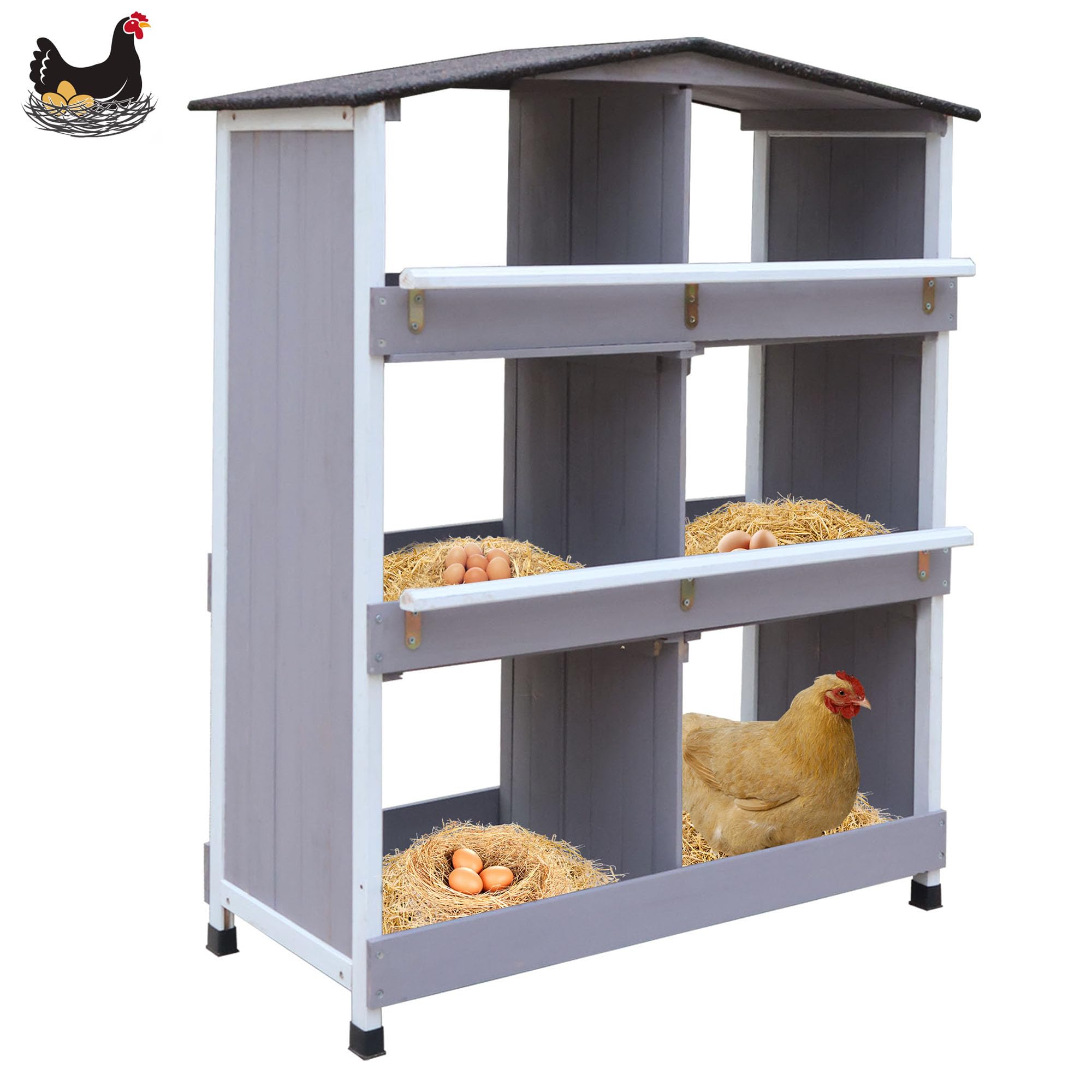 Amazon.com: Chicken Nesting Box, 6 Hole Nesting Box for Laying Eggs ...