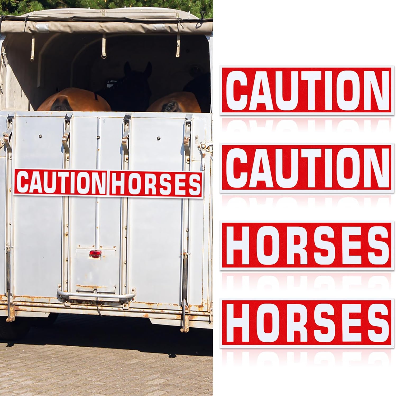 Amazon.com: Humyoun 4 Pcs Caution Horses Trailer Decals Stickers 16.1 x ...