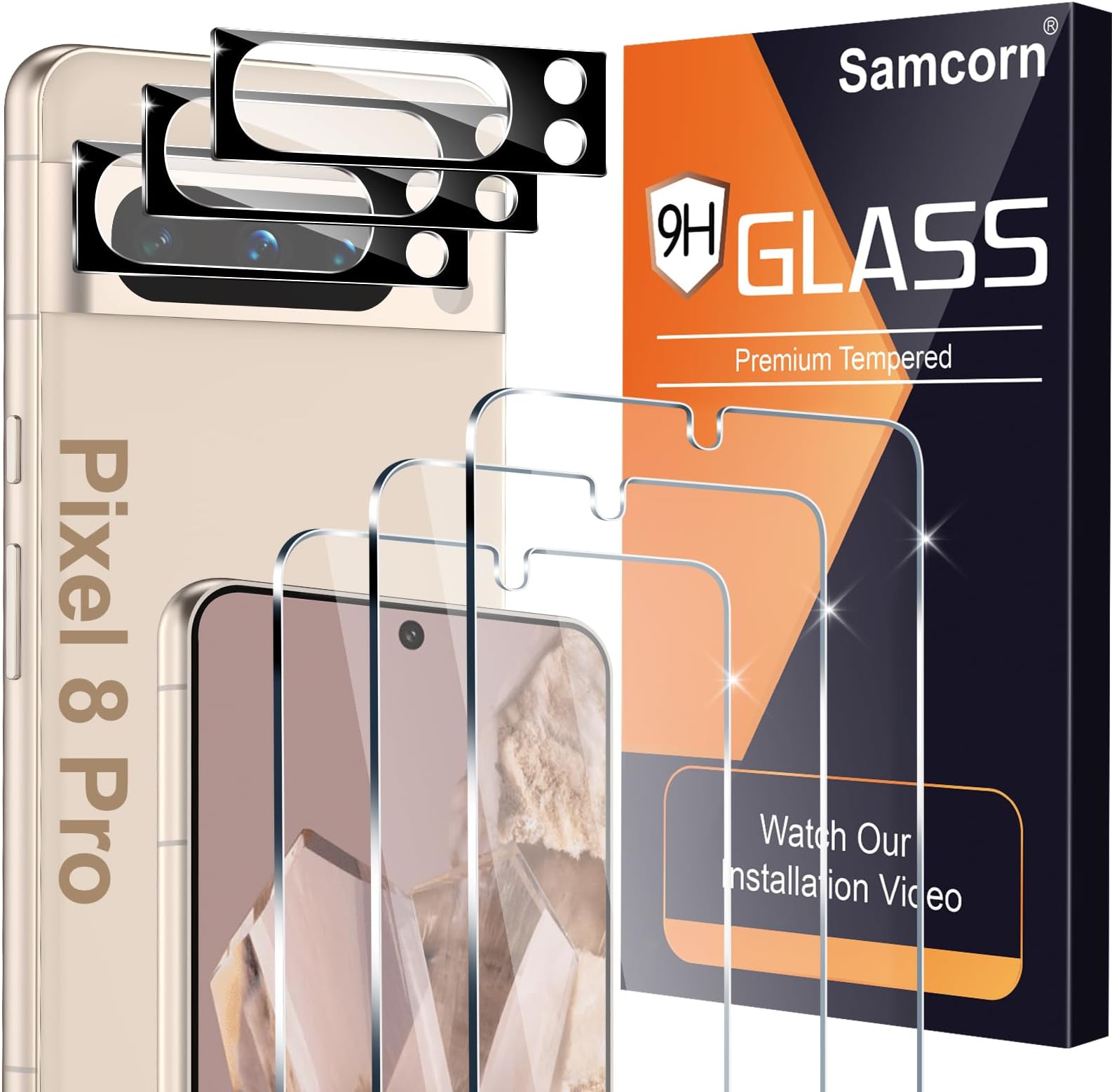 Amazon.com: [3+3 Pack] for Google Pixel 8 Pro Screen Protector, 9H ...