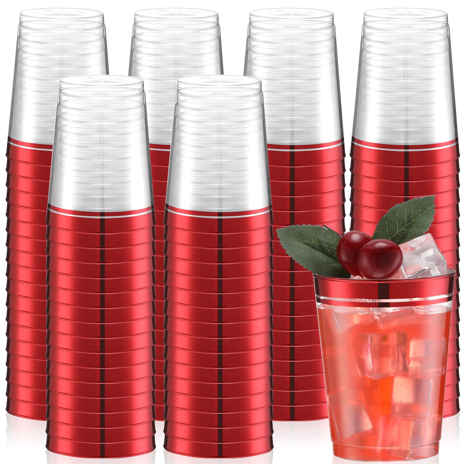 Zubebe 100 Pcs 10 oz Plastic Disposable Cups with Rim Clear Plastic ...