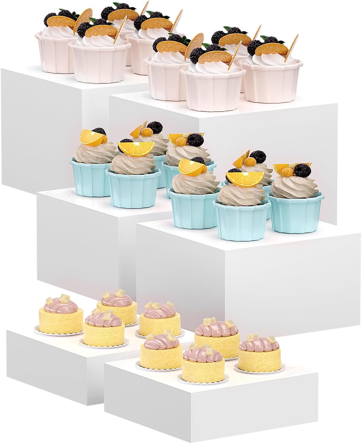 Amazon.com: LUOBAO White Acrylic Food Risers,Buffet Risers 5-Sided ...