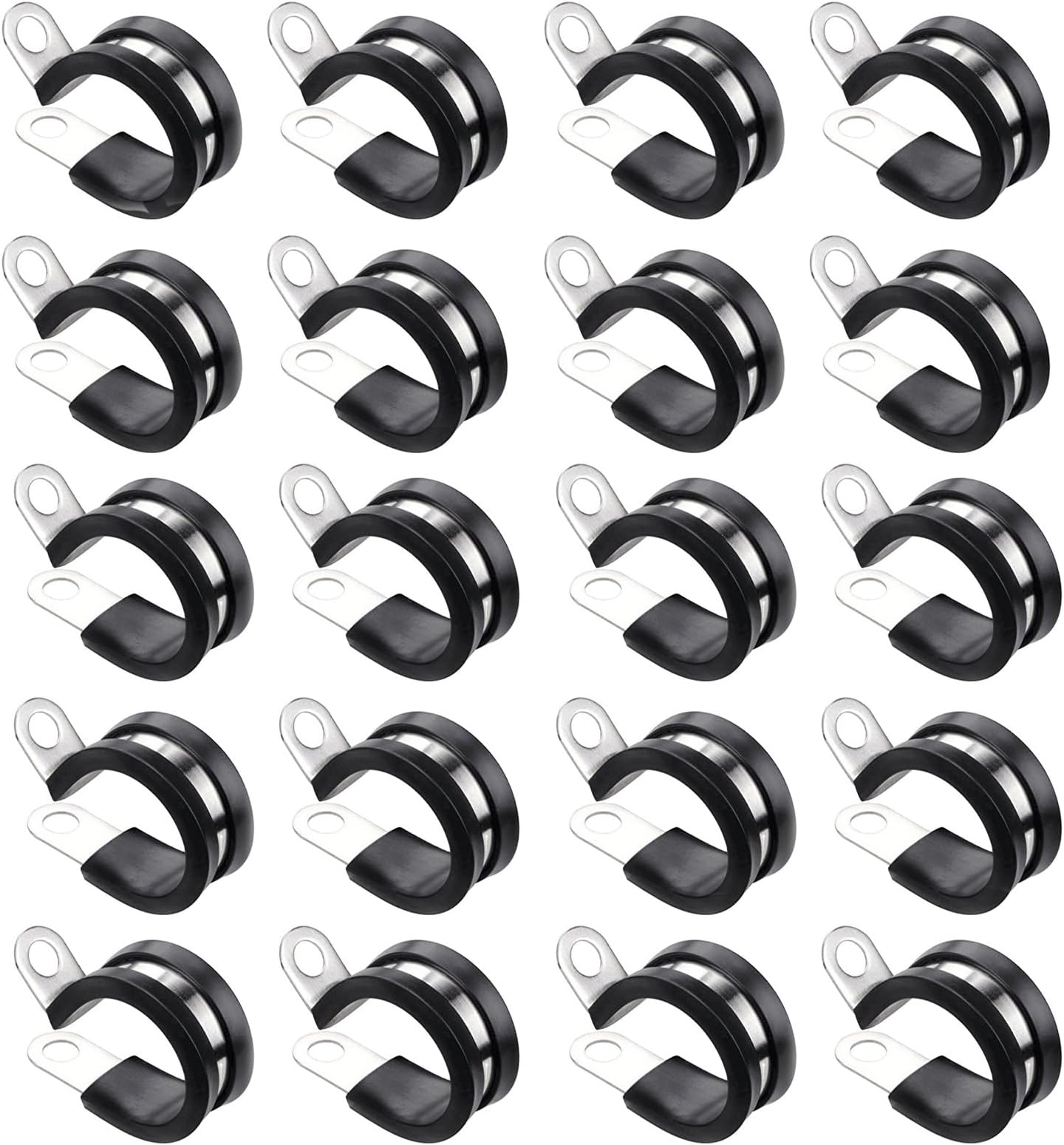 Pack of 20 Rubber Lined P Clips 12mm (1/2") Diameter Hose Pipe Clamps ...