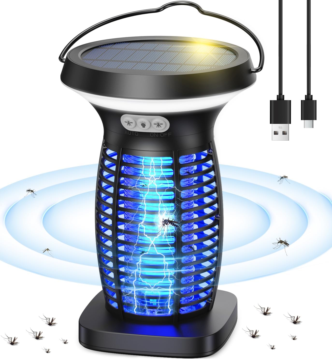 Amazon.com: Solar Bug Zapper, Rechargeable Mosquito Zapper Outdoor ...