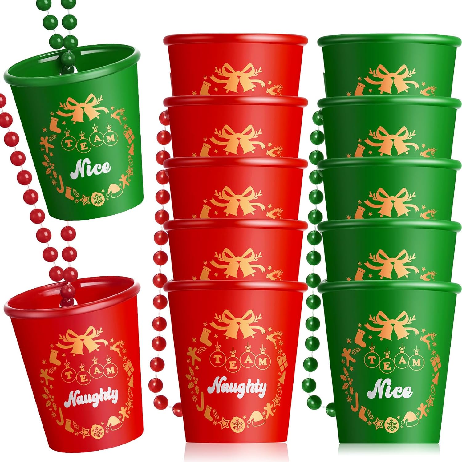 Amazon.com: 12 Pieces Christmas Shot Glass Necklaces Xmas Shot Bead ...