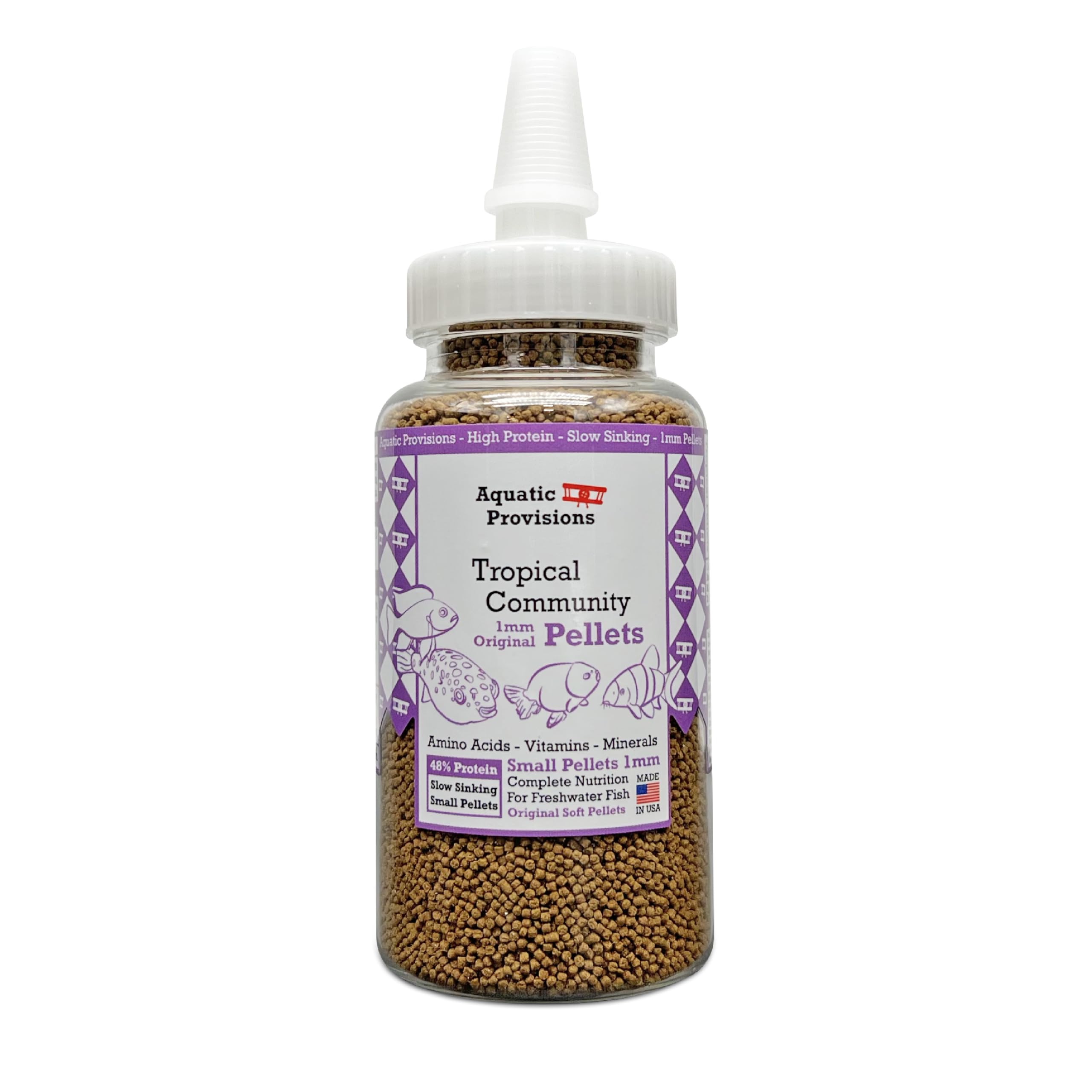 Amazon.com: Original Fish Food Pellets 3.17 oz, Sinking Small 1mm Size ...