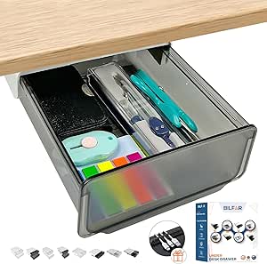 Amazon.com: BILFAR Under Desk Drawer Organizer Slide Out - Hidden Shelf ...