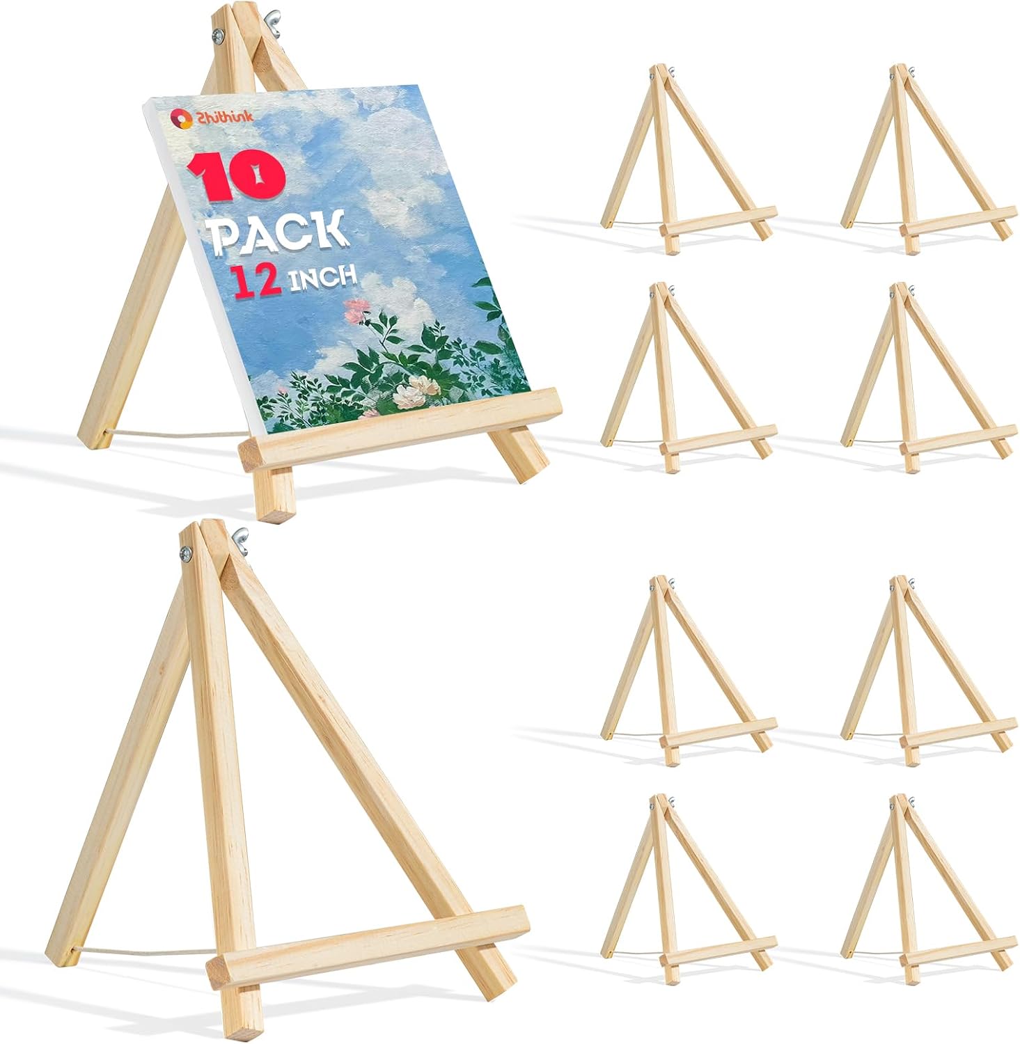 Amazon.com: Zhithink 10 Pack Wood Easels Stand for Painting Canvas 11.8 ...