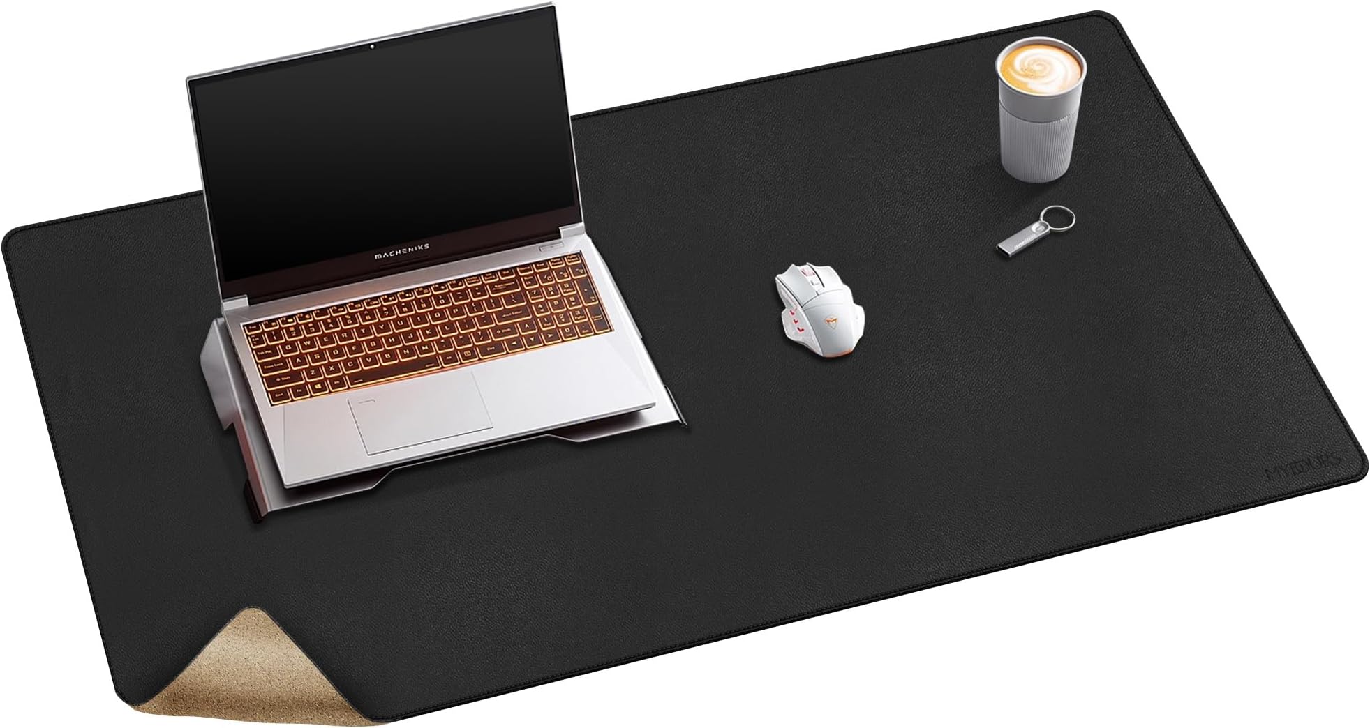 Amazon.com : Mydours 40" x 20" Extra Large Desk Mat, PU Leather & Cork ...
