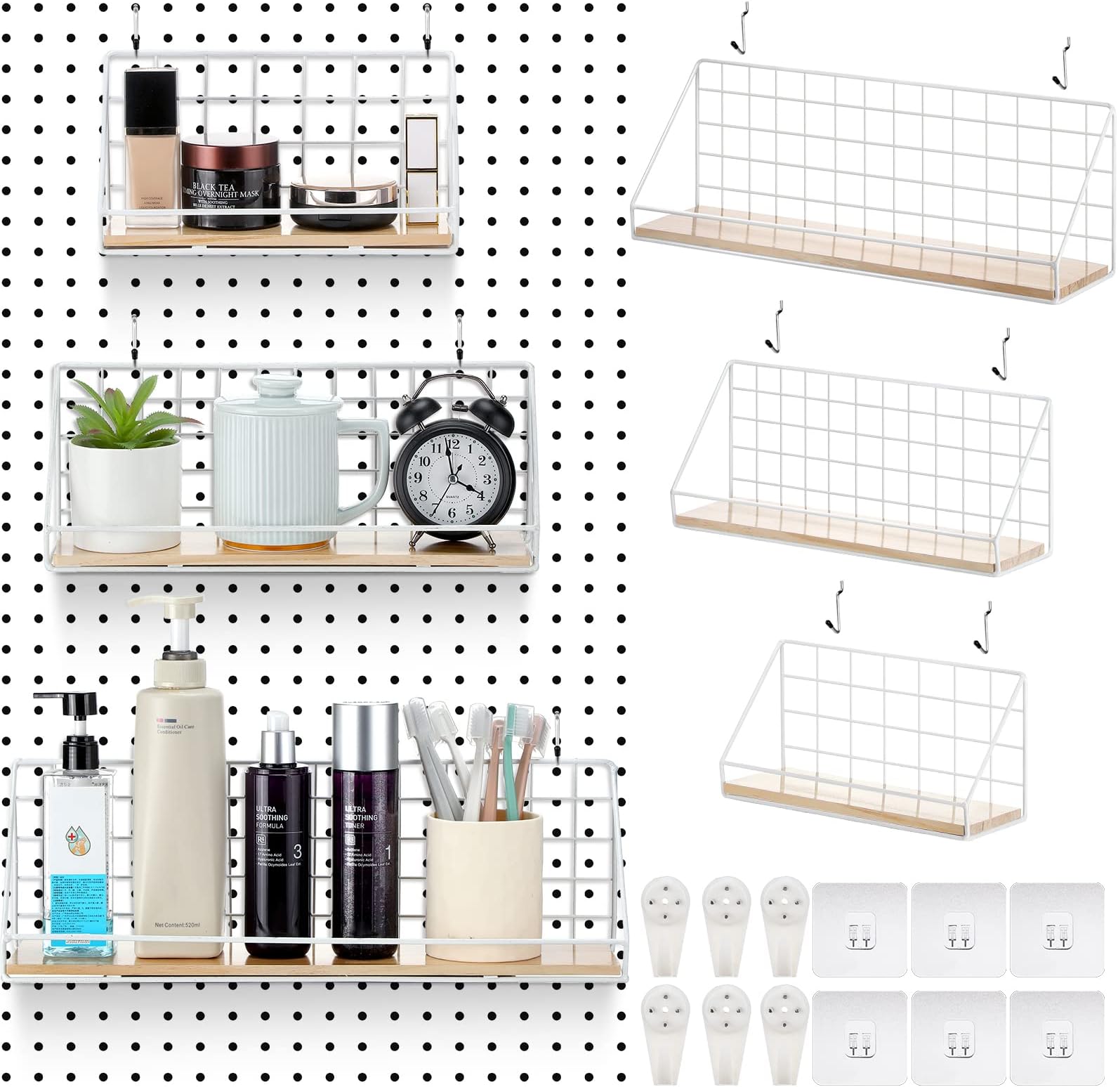 Amazon.com: Tatuo 4 Pack Pegboard Shelf Set, Pegboard Shelves with ...