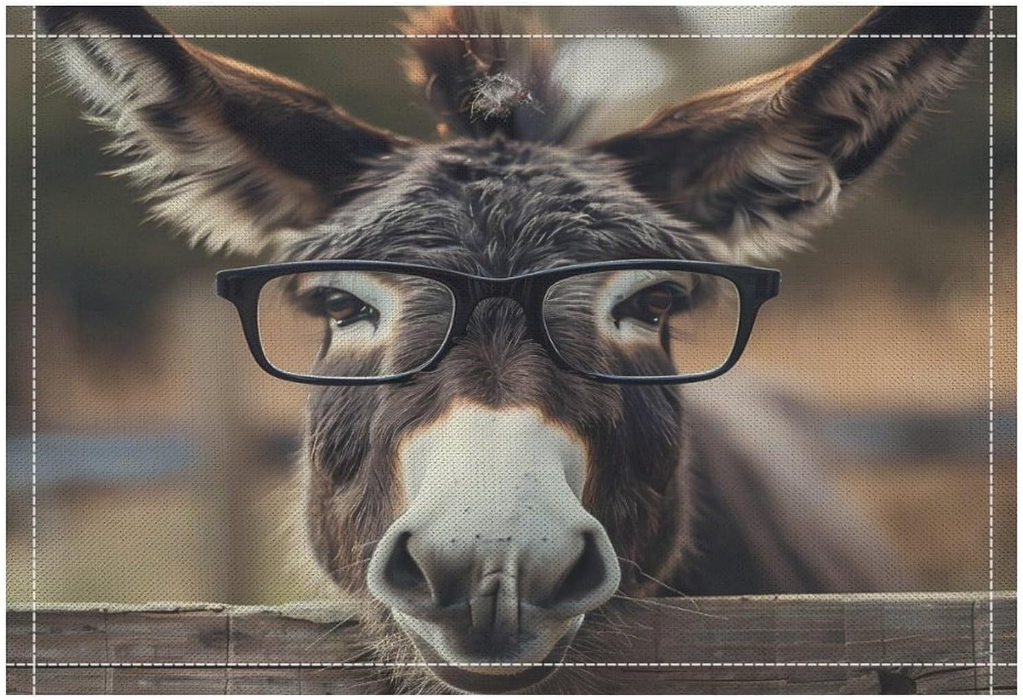Amazon.com: Farmhouse Animals Funny Donkey with Glasses Placemats Linen ...