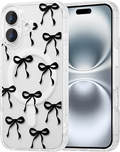 Amazon.com: UEEBAI Magnetic for iPhone 16 Case, Bow Case Compatible with MagSafe, Wireless Slim ...