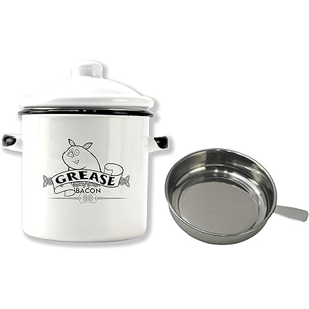 Amazon.com: Bacon Grease Container With Strainer, 46OZ Large Enamel ...