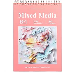 Amazon.com: Ddaowanx Mixed Media Sketchbook, 9x12 inches Sketch Pad 60 Sheets (98lb/160gsm ...