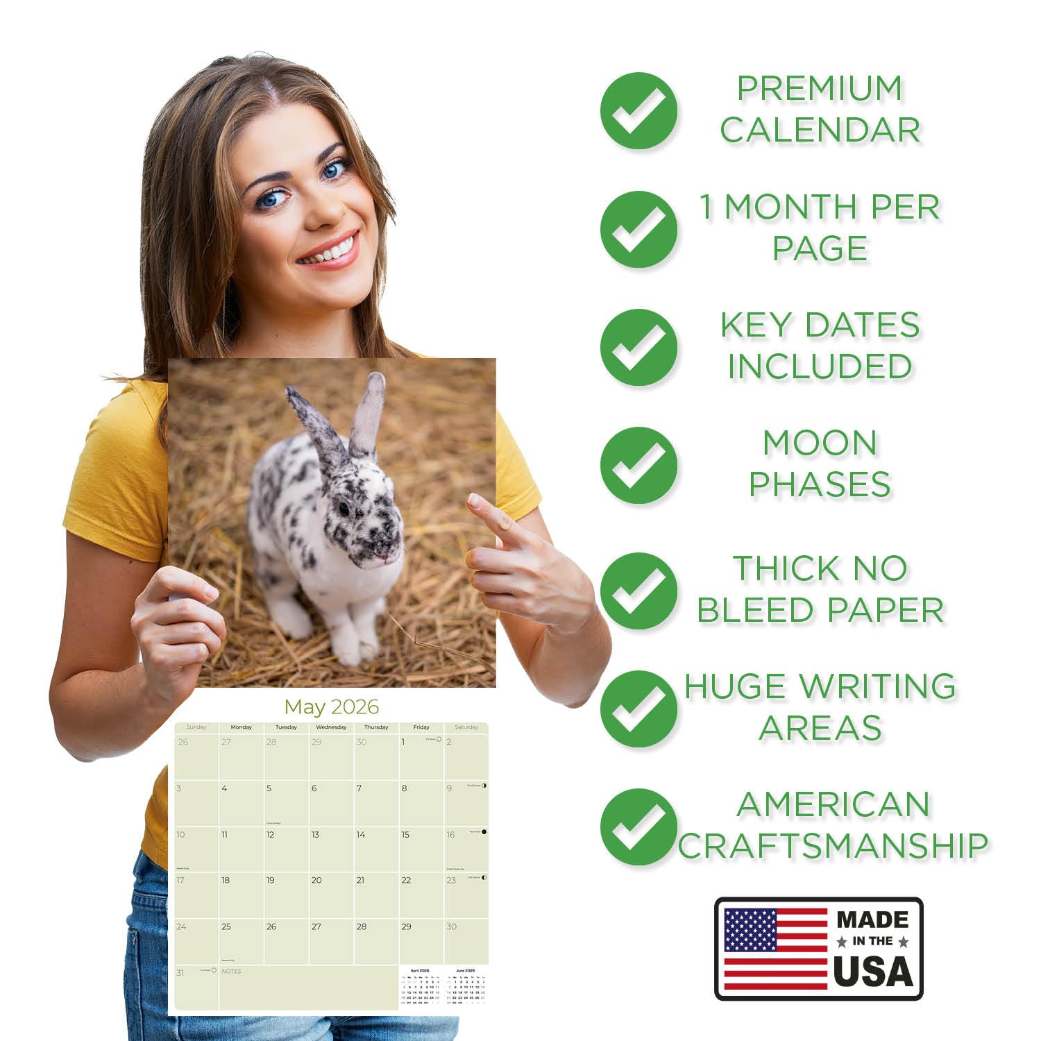 Snapklik.com : 2026 Rabbits Calendar - Cute Animal Monthly Wall ...
