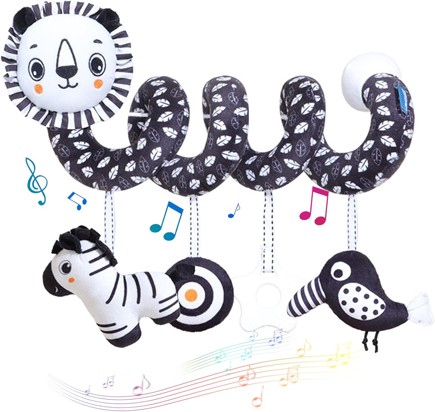 Fadcaer Animal Pram Toys Baby Car Seat Toys, Black and White Lion ...