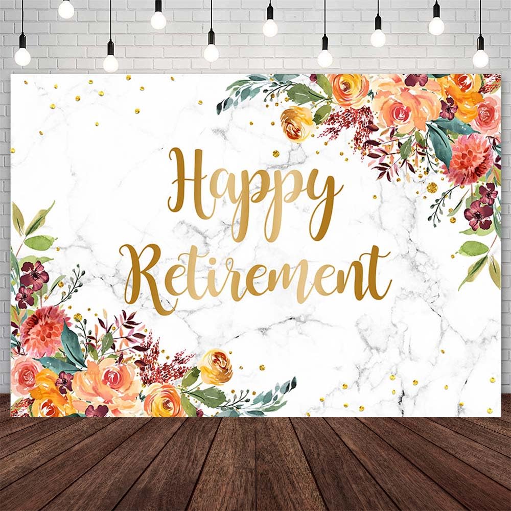 Amazon.com : AIBIIN 7x5ft Happy Retirement Backdrop for Women Gold ...