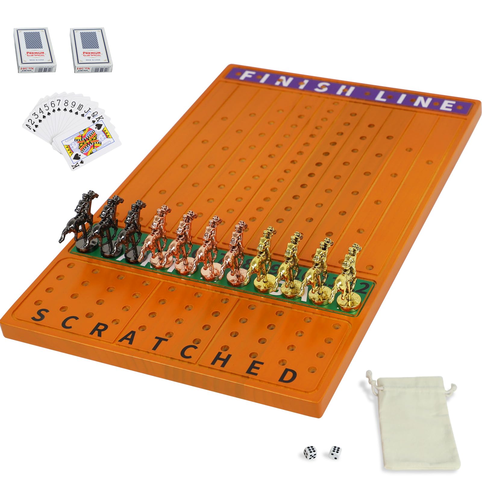 Jyquorp Horse Race Board Game Racing Game Thickened Solid Wood with 11 ...