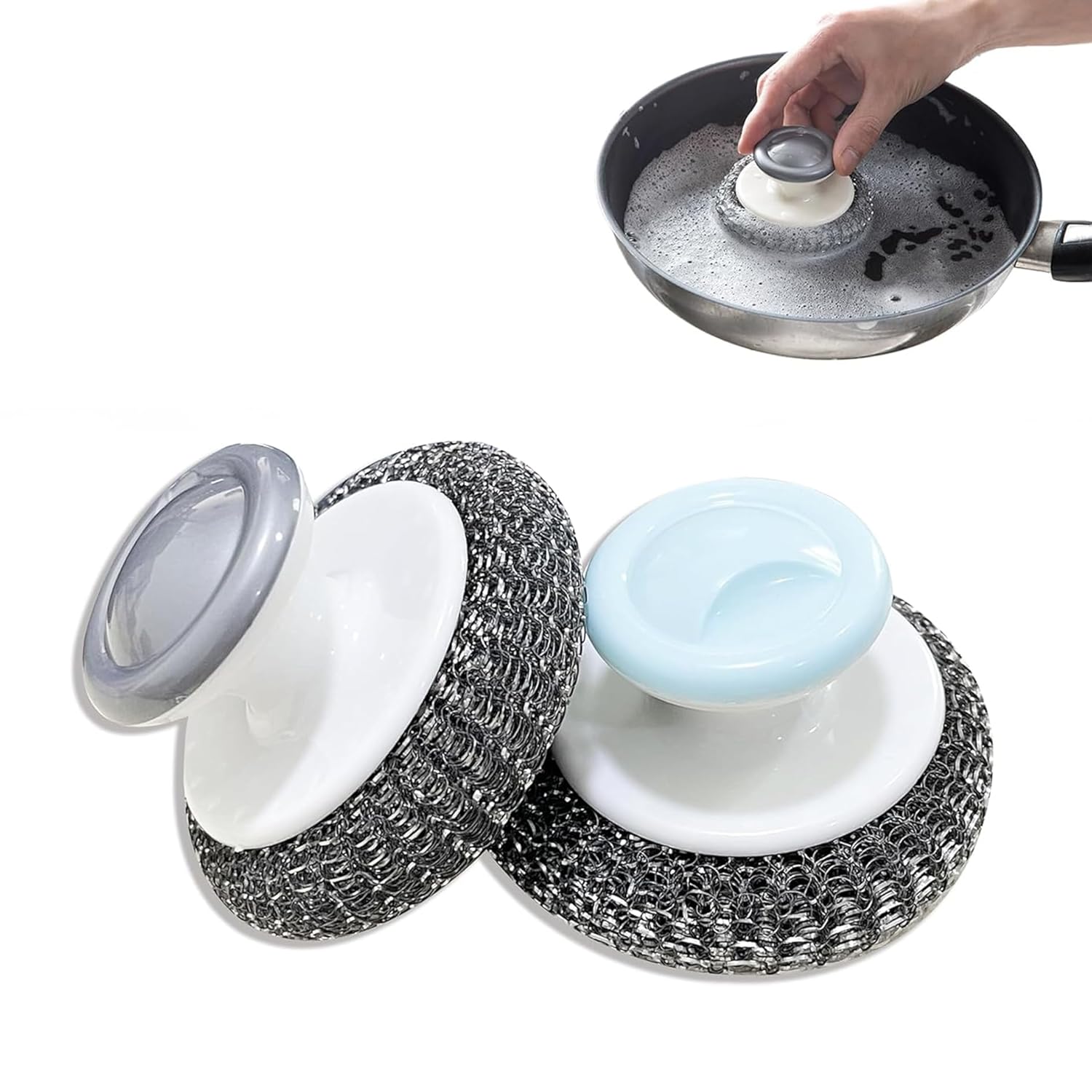 Amazon.com: 2Pcs Stainless Steel Wool Scrubber,Scrubbing Scouring Pad ...