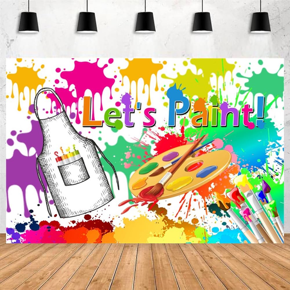 Amazon.com : DASHAN Let's Paint Party Backdrop for Art Painting Party ...