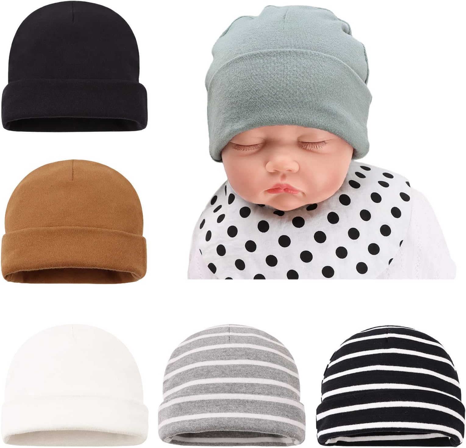 Amazon.com: Nurses Choice 5 Piece Hospital Hat & Mitten Set for Newborn ...