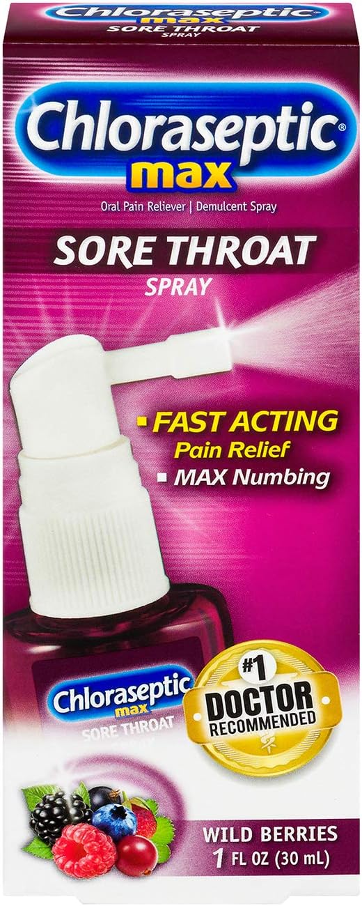 Amazon.com: Chloraseptic Max Strength Sore Throat Spray, Wild Berries ...