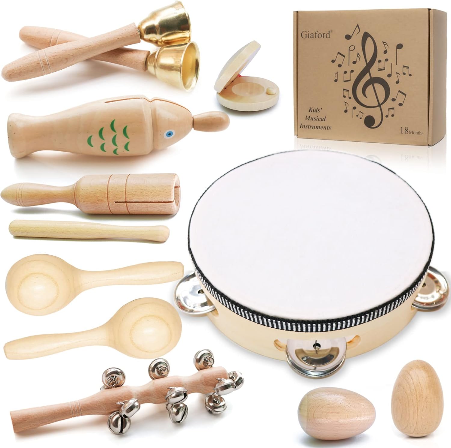 Amazon.com: Toddler Wooden Musical Instruments Kids Drum Set Toy ...