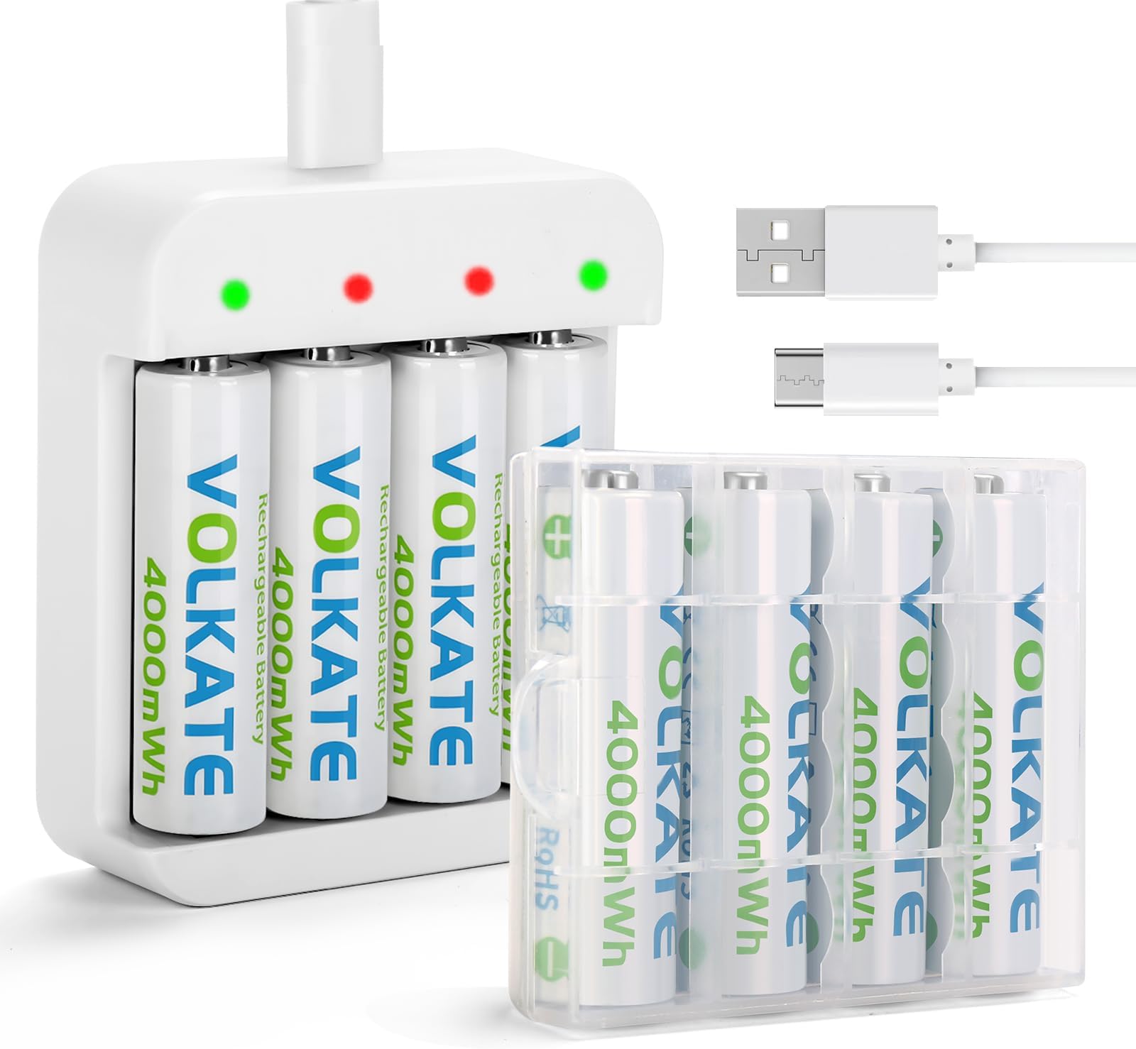 Amazon.com: PUJIMAX 4255mWh Rechargeable AA Batteries Lithium with USB ...