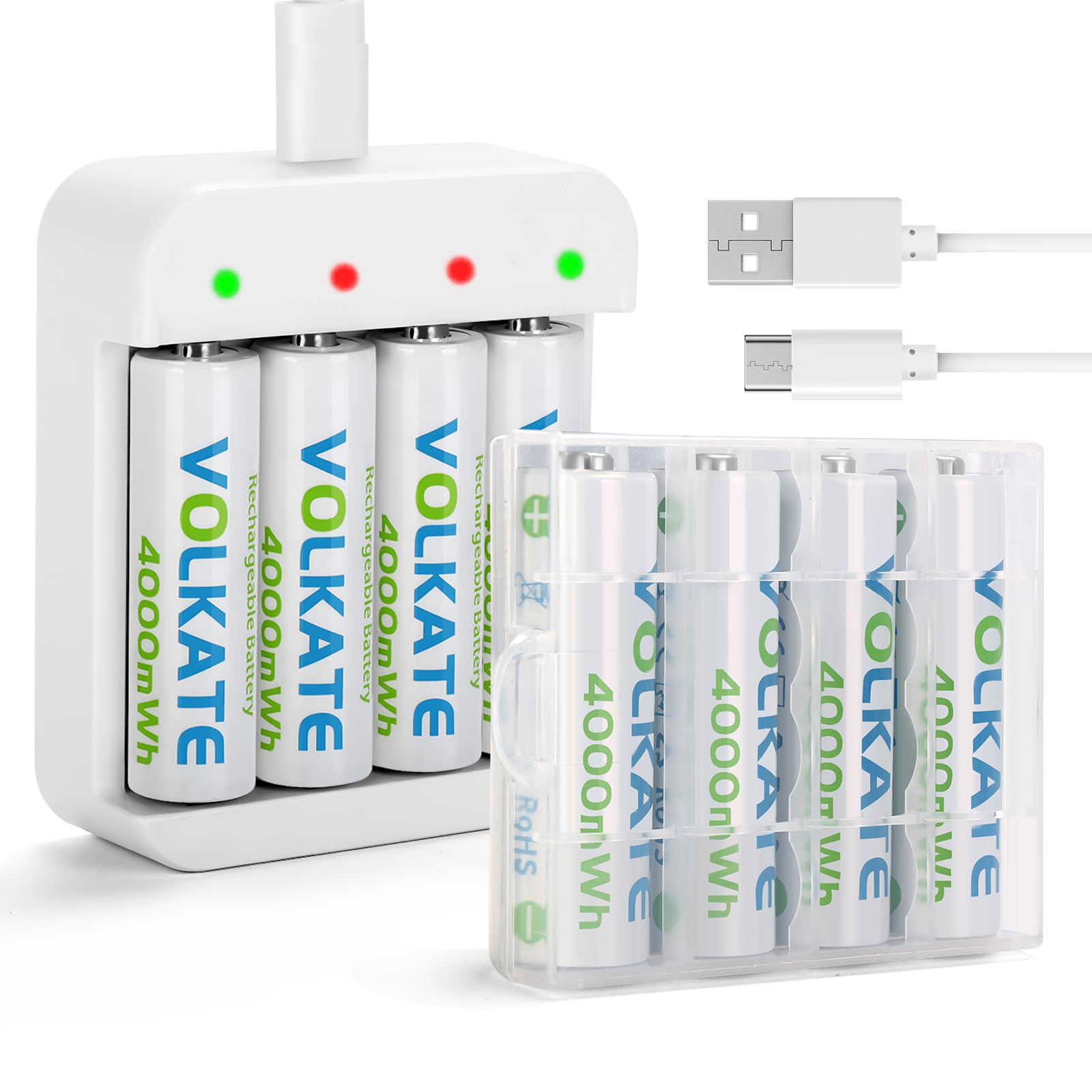 Snapklik.com : 4000mWh AA Lithium Batteries Rechargeable, 8 Pack 15V ...