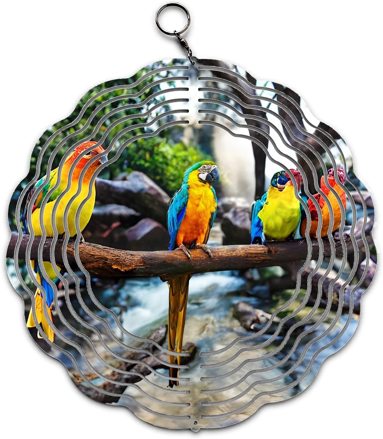 Amazon.com: Rainbow Feathers Vibrant Parrot Wind Spinner for Yard Art ...