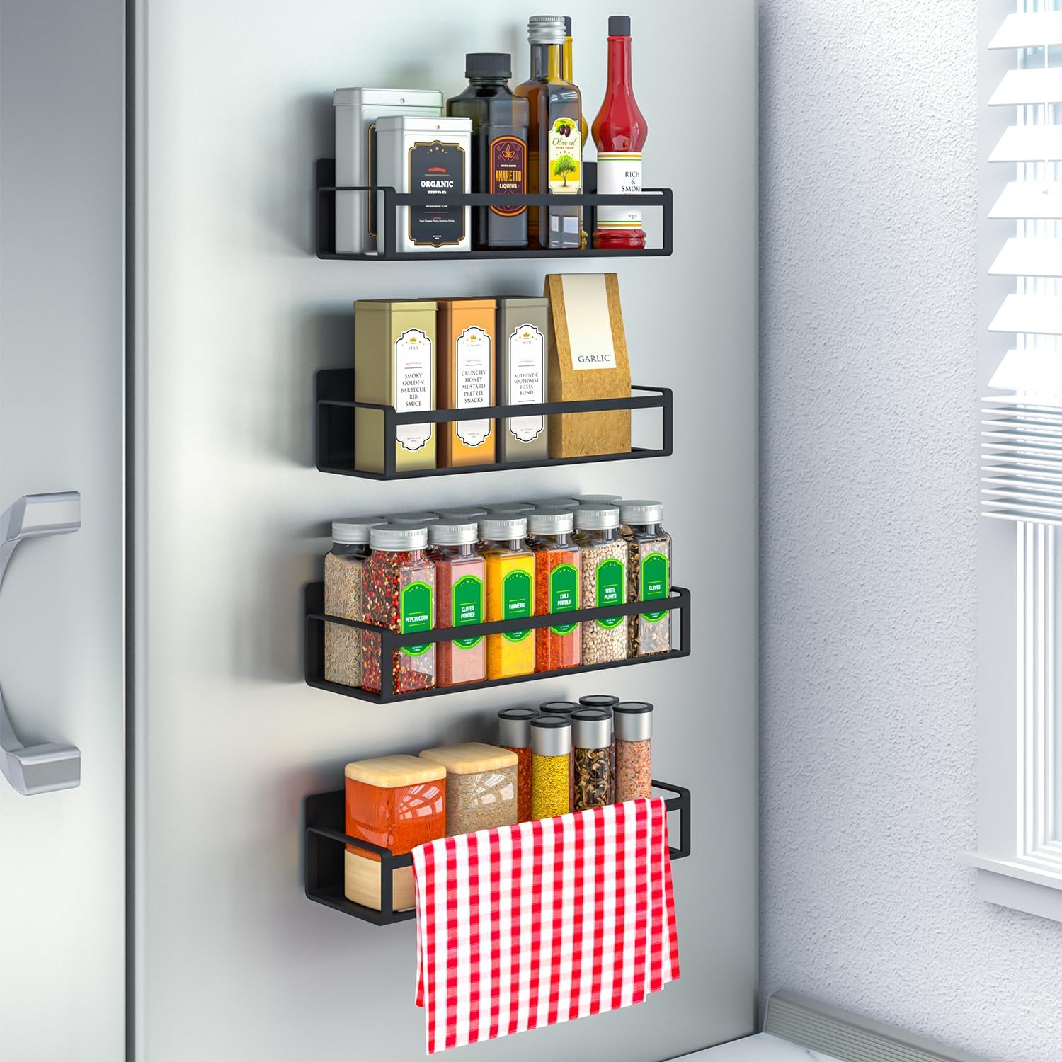4 Pack Magnetic Spice Rack for Refrigerator – Durable and Practical ...