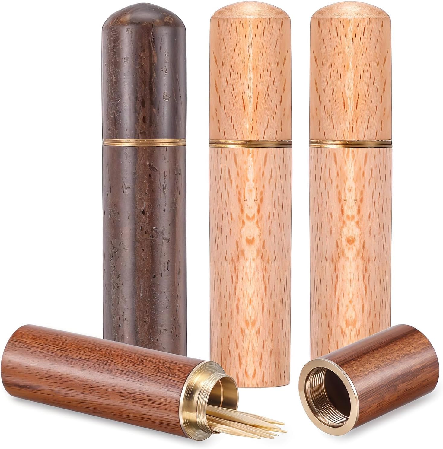 Amazon.com: 3pack Toothpick Holder Portable Wood Toothpick Case ...