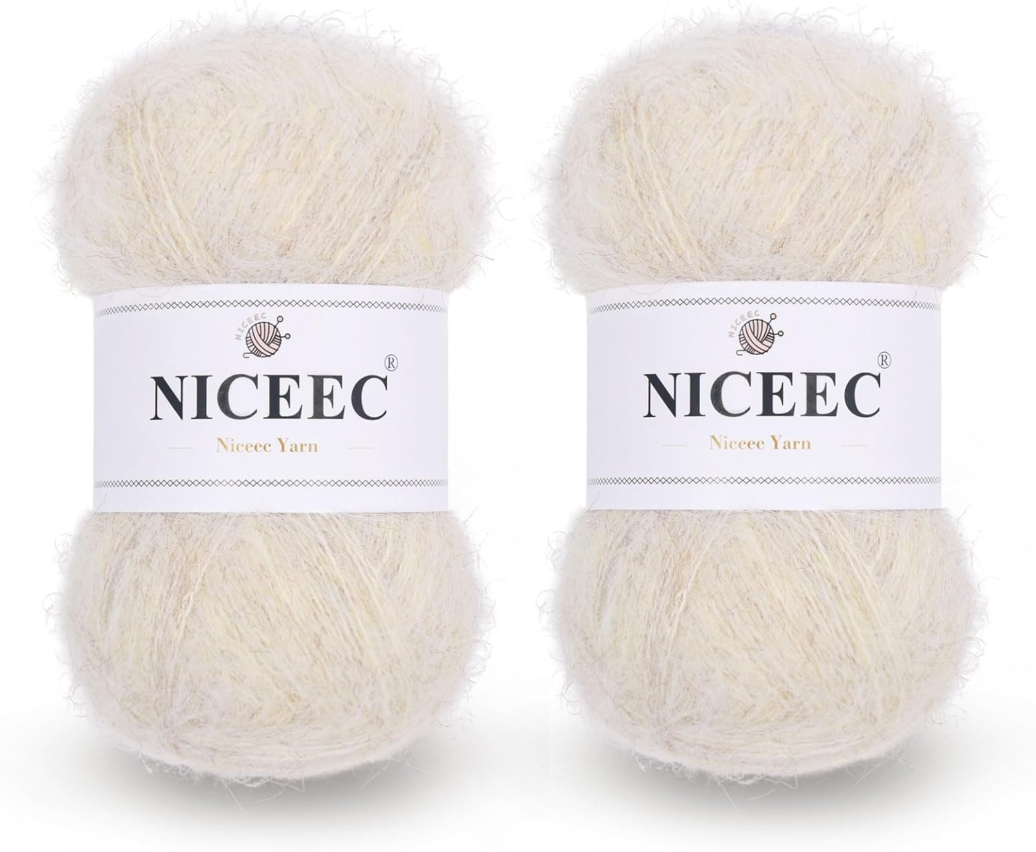 Amazon.com: NICEEC 2 Skeins Long Pile Mohair Yarn, Fluffy & Fuzzy ...