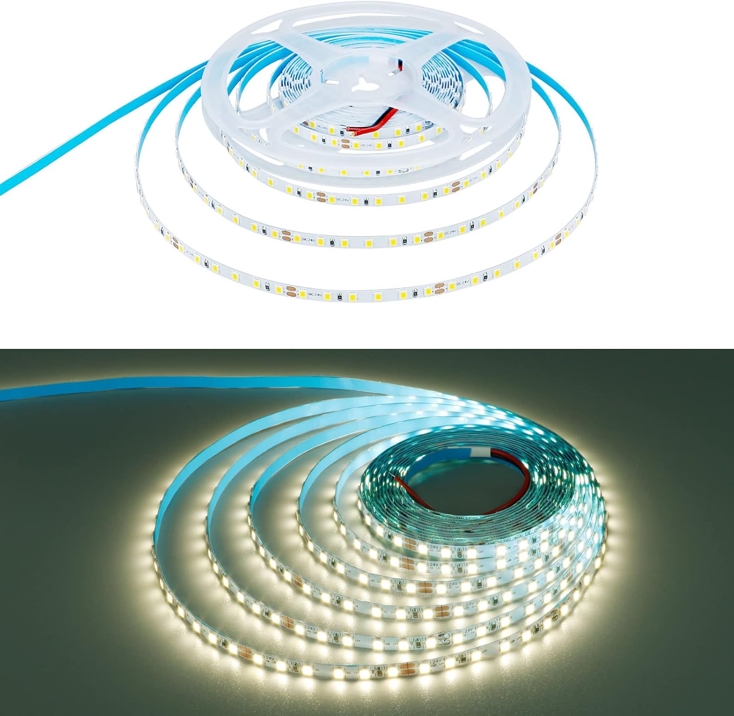 YUNBO 24V 10M LED Strip Light Natural White 4000K, 5mm Narrow Width ...