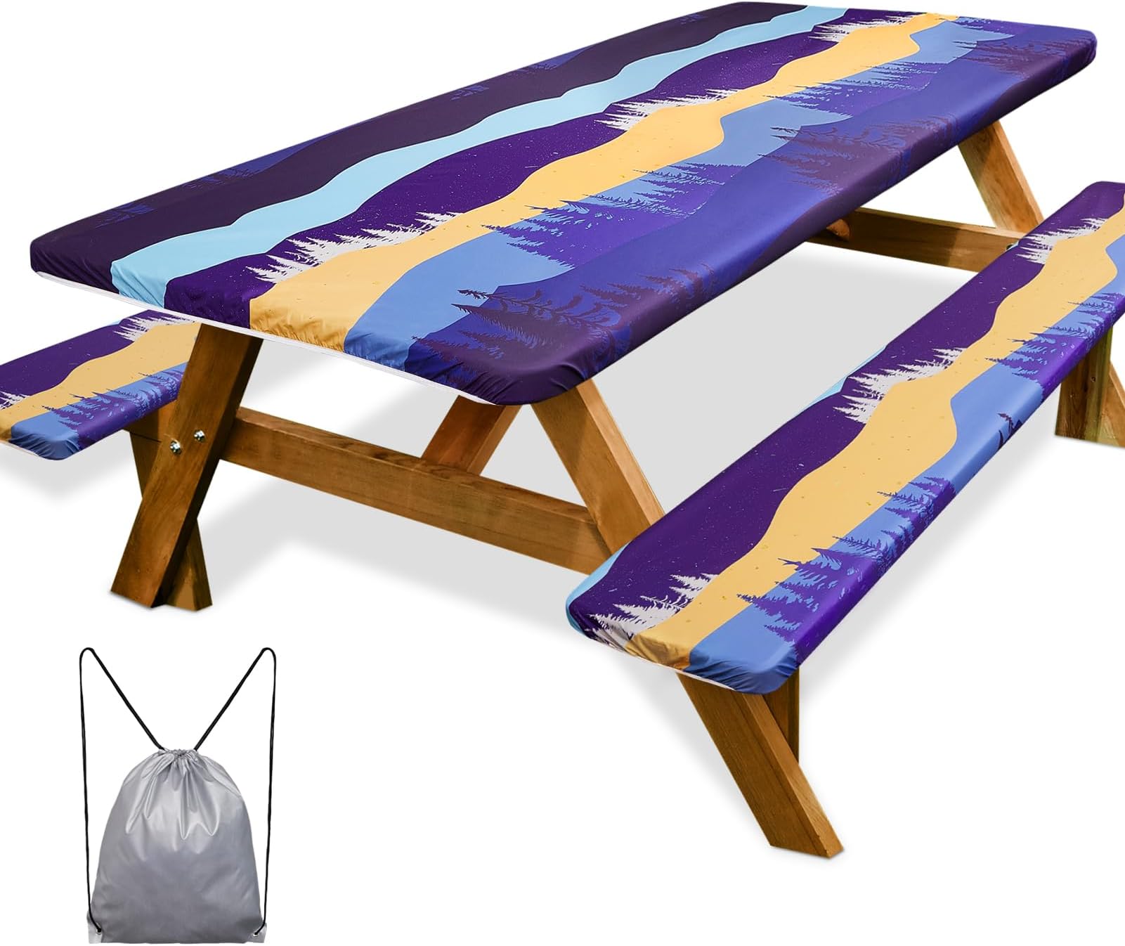 Amazon.com: Velway Picnic Table Cover with Bench Covers: Elastic Fitted ...