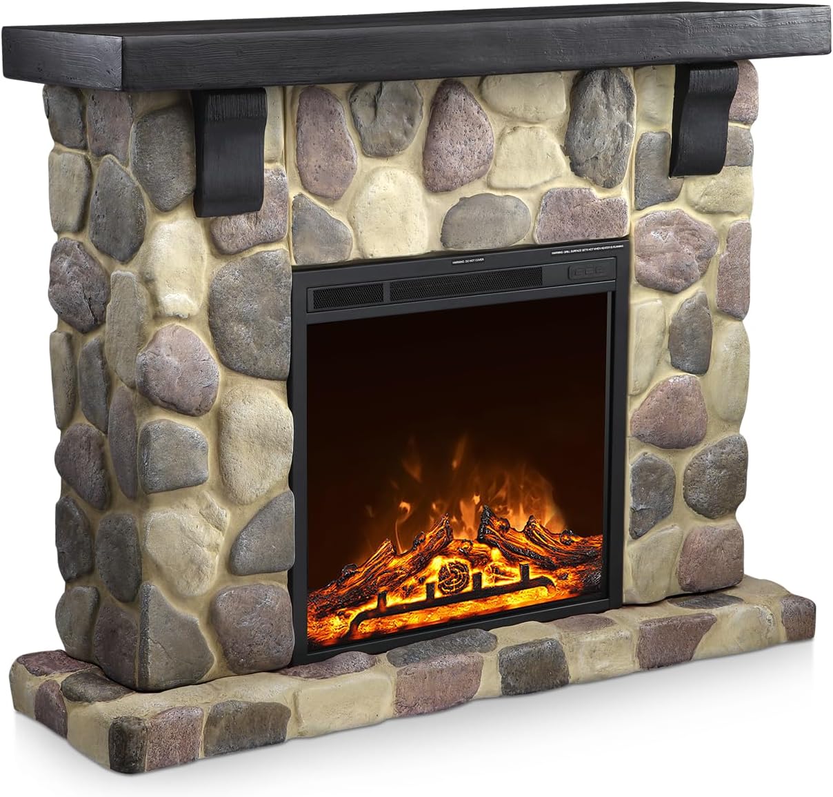 Amazon.com: Lifesmart Large Square Infrared Faux Stone Fireplace, Fake ...