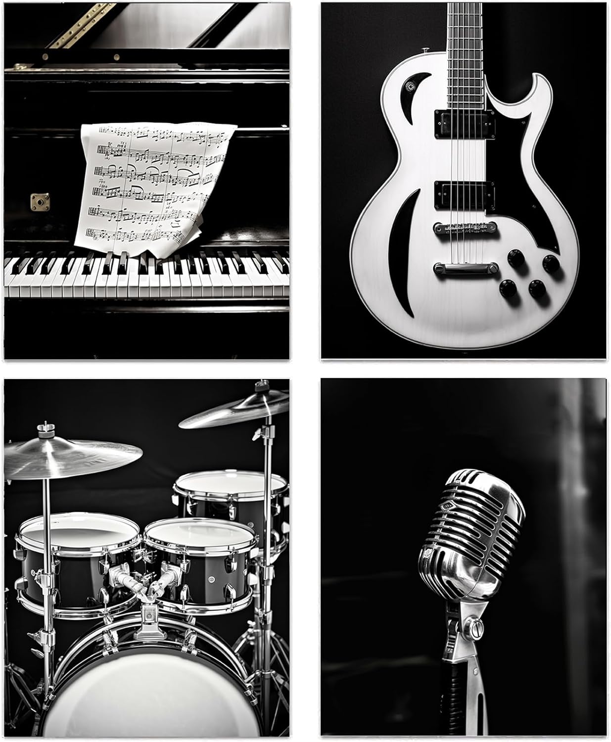 Amazon.com: TOCDGOO Vintage Music Art Prints Music Wall Decor - Black ...