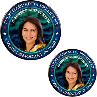 Amazon.com: ValxArt Tulsi Gabbard President 2020 3" Magnet + 2.25" Pin ...