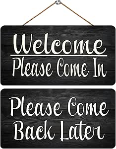 Amazon.com: Wooden For Wall Decor Two Sided Welcome Please Come On In ...