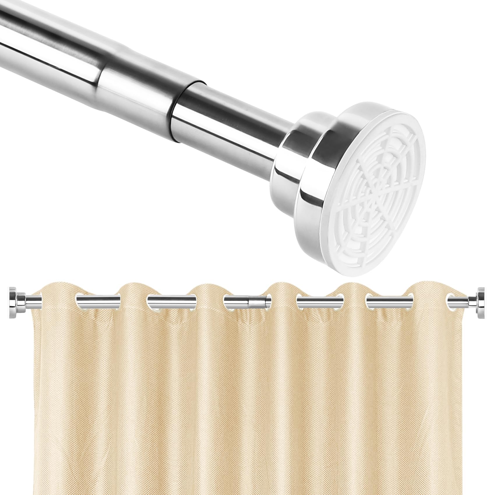 EC Breath Extendable Shower Curtain Poles 155-260cm Telescopic Tension ...