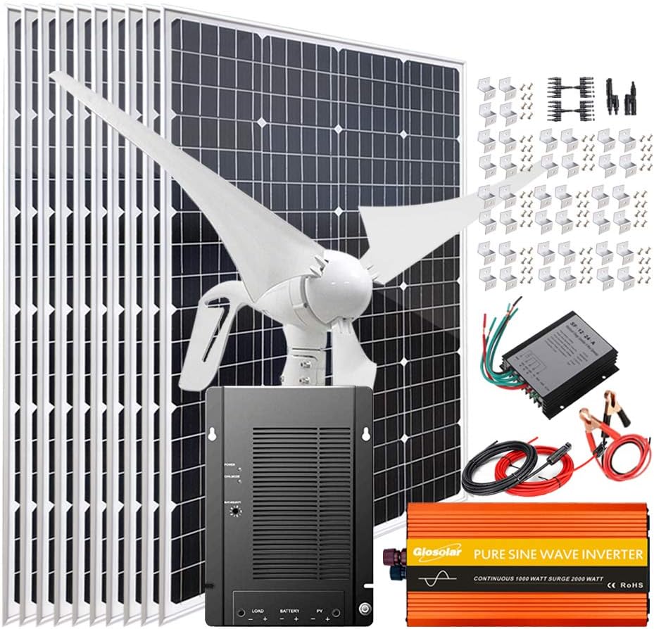 Amazon.com: 1400W Solar Wind Kit for 12V 24V Battery Charging: 10x 100W ...