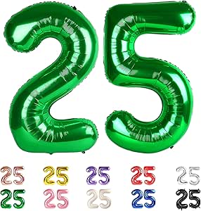Amazon.com: 25 Balloon Numbers, 25th Birthday Decorations for Women Men ...