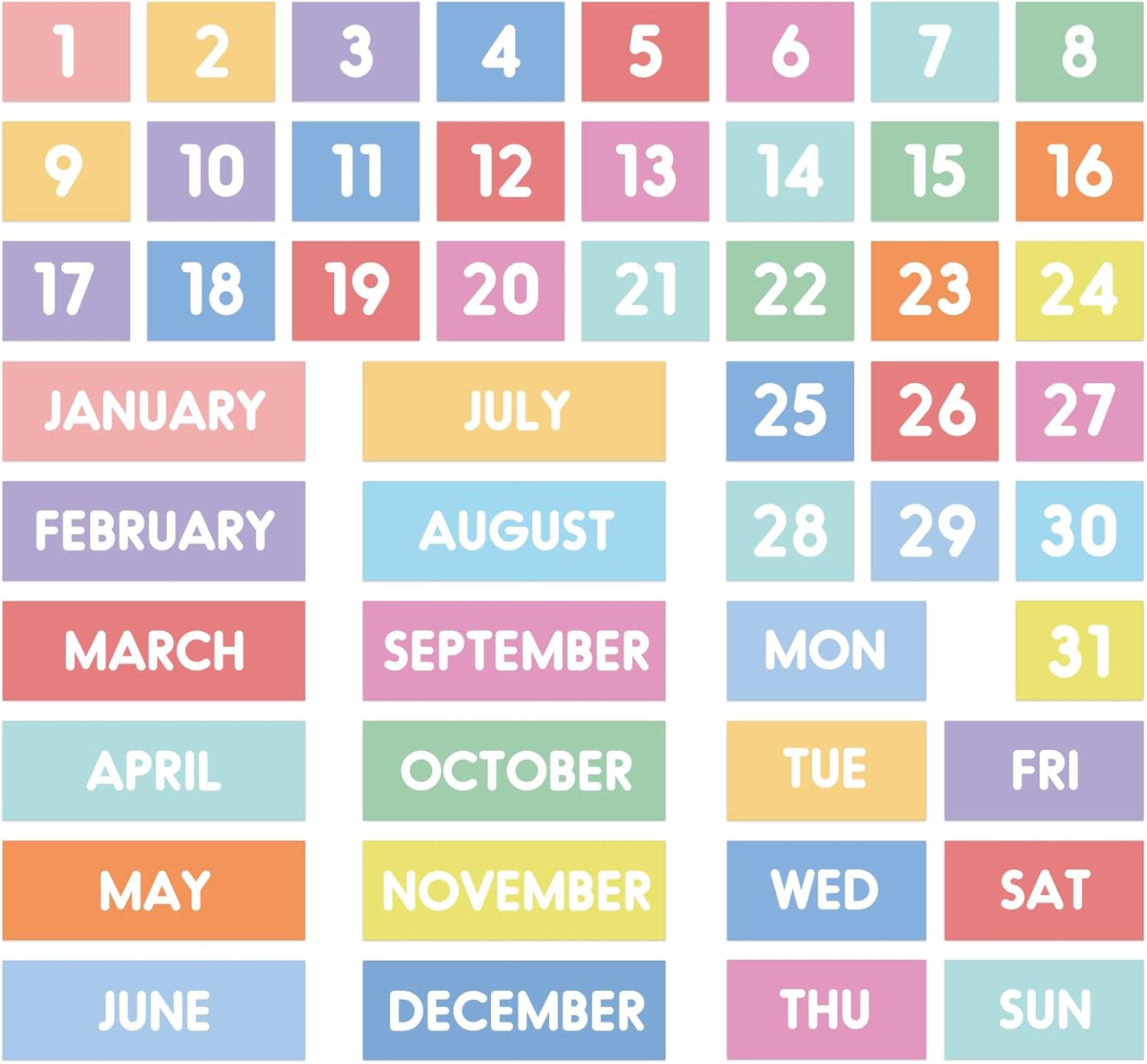 Amazon.com: JarThenaAMCS 50Pcs Pastel Magnetic Fridge Calendar Months ...