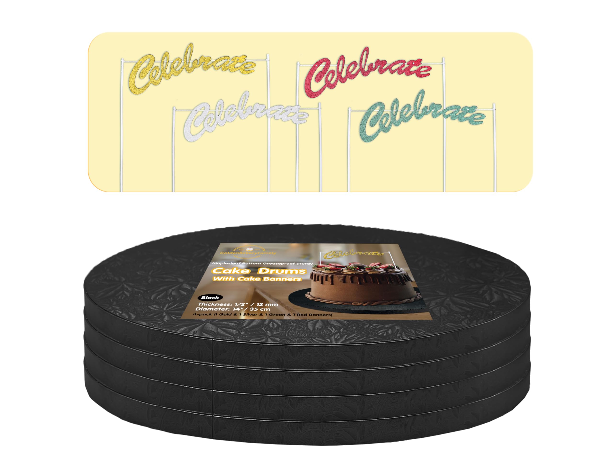 Greaseproof Boards GoldenBakeryFamily 14 Inch Round Black Cake Boards ...