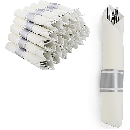 Amazon.com: Spec101 Silver Plastic Silverware Sets for Parties Set of ...