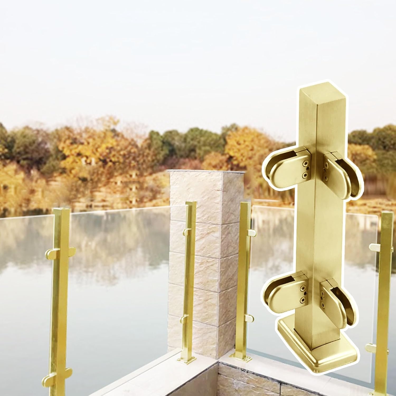 Amazon.com: Glass Railing Post Clamp System Gold 304 Stainless Steel ...