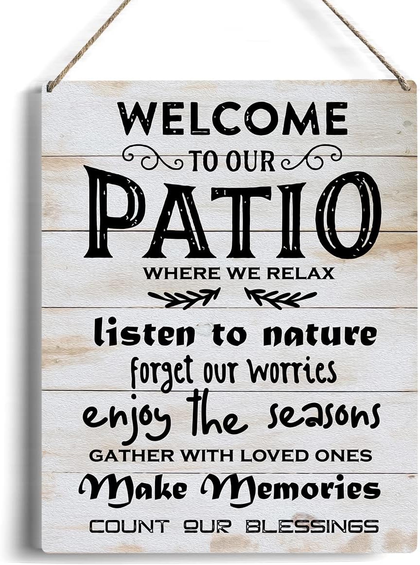 Amazon.com : Rustic Patio Wood Sign Welcome Sign Patio Decor Farmhouse ...