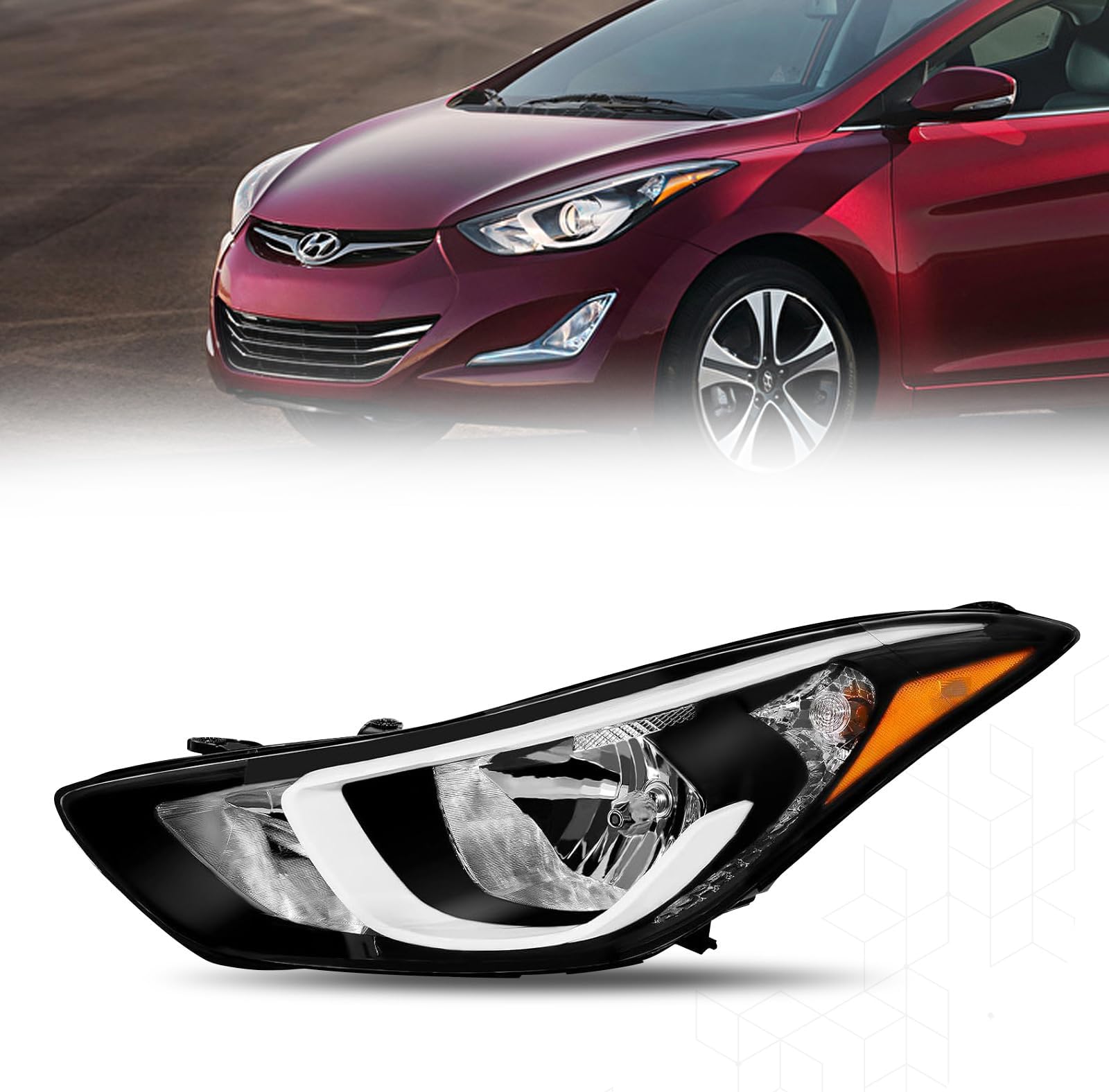 Amazon.com: Veloqua For 2011 2012 2013 Hyundai Elantra Halogen Driver ...