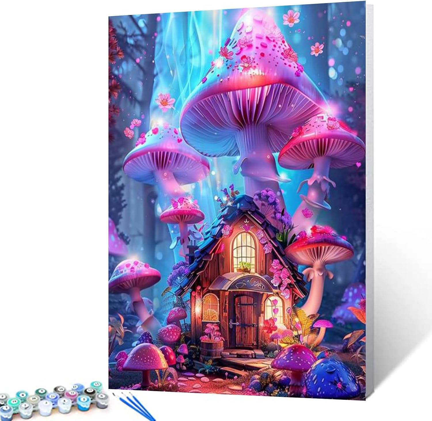 Amazon.com: Cute Fairy Mushrooms House Oil Paint by Numbers for Adults ...