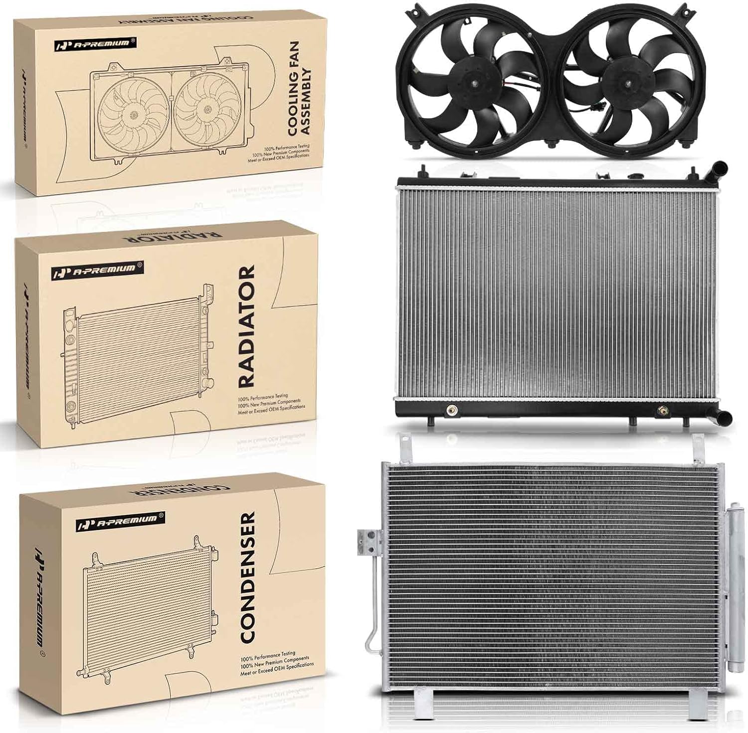 Amazon.com: A-Premium Engine Coolant Radiator & A/C Condenser & Cooling ...